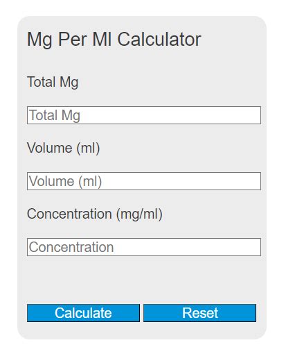 Mg Per Ml Calculator Calculator Academy
