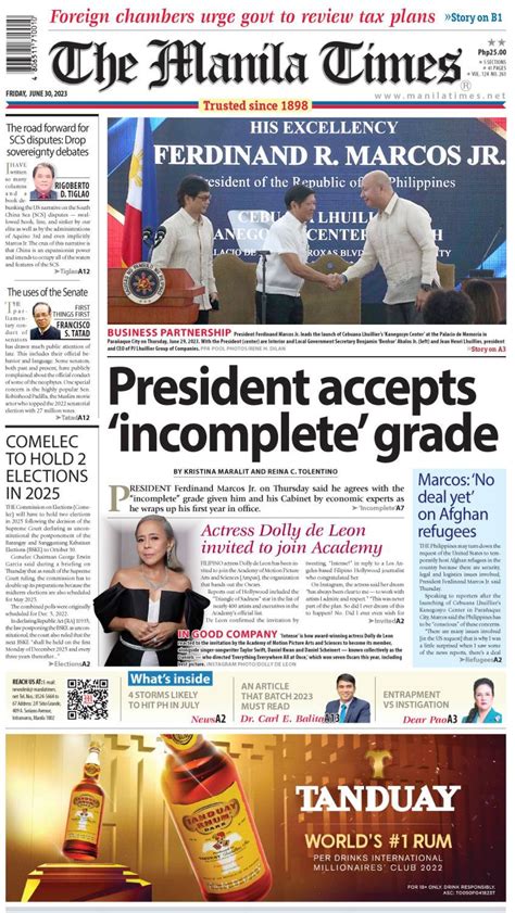 The Manila Times Front Page June The Manila Times