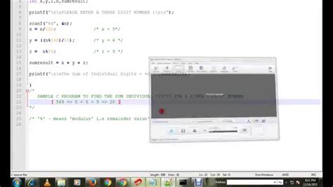 c program sum of individual digits three digit number demo youtube