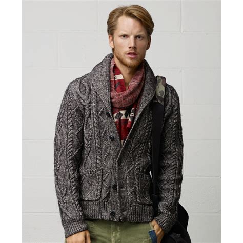 Lyst Denim Supply Ralph Lauren Shawl Collar Cable Knit Cardigan In
