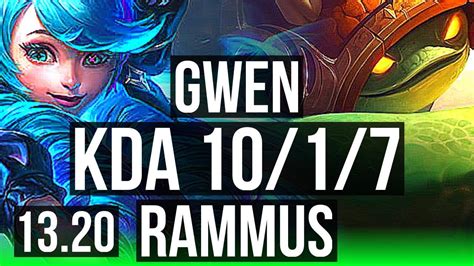 Gwen Vs Rammus Jng Winrate Legendary Na Master