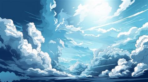 Paisaje De Anime Con Nubes Y El Cielo Foto Premium