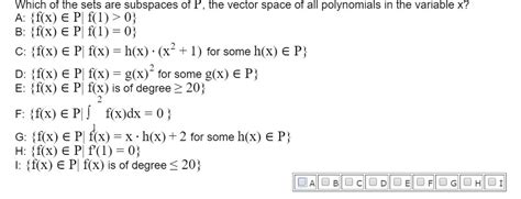 solved which of the sets are subspaces of p the vector