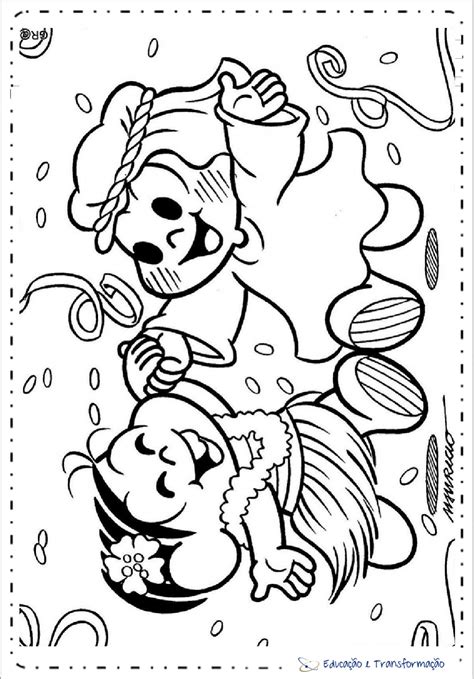 Desenhos de carnaval para colorir e imprimir Turma da Mônica