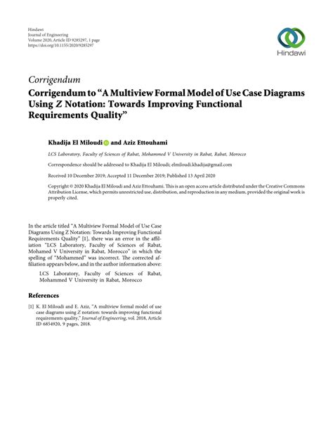 pdf corrigendum to “a multiview formal model of use case diagrams using z notation towards