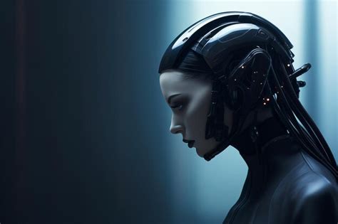 Una Imagen De Una Mujer Con Un Traje Futurista Vector Premium