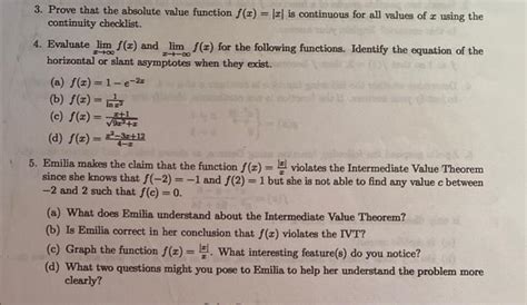 solved 3 prove that the absolute value function f x ∣x∣ is