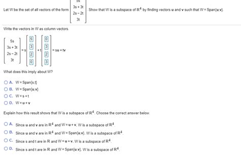 solved let w be the set of all vectors of the form show that
