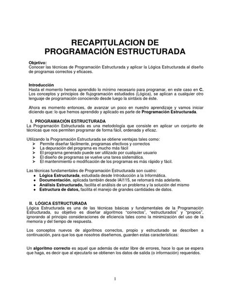repaso programacion estructurada pdf algoritmos lenguaje de programación