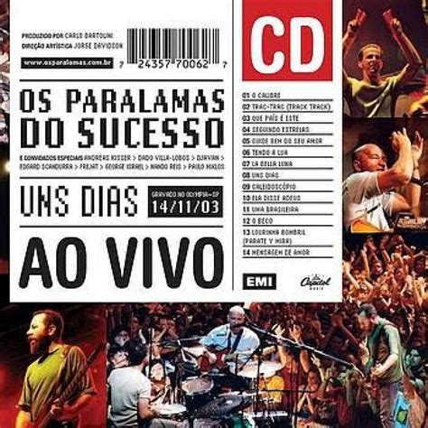 CD Os Paralamas Do Sucesso Uns Dias Ao Vivo