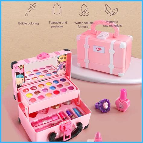 Kit De Maquiagem Infantil Lavável De 30 Peças Conjunto Portátil Para