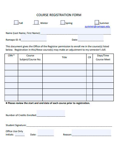 FREE 20 Course Registration Form Samples In PDF MS Word
