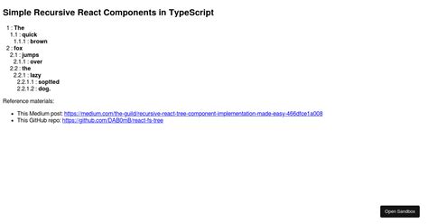 simple recursive components in typescript codesandbox