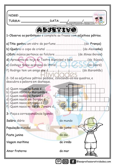 Adjetivo Sos Professor Atividades Ano