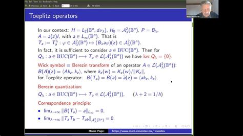 toeplitz operators on the bergman spaces youtube