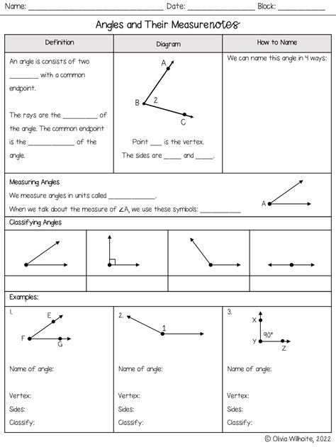 Geometry Unit Intro To Geometry Notes And Worksheets Classful
