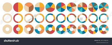 Pie Charts Diagrams Different Color Circles Stock Vector Royalty Free