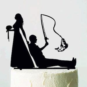 Groom Pulling Bride Wedding Cake Topper Hooked For Life Etsy