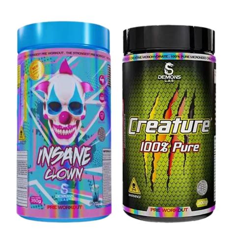 Pré Treino Insane Clown 350g Creature 100 Pure 300g Demons Lab