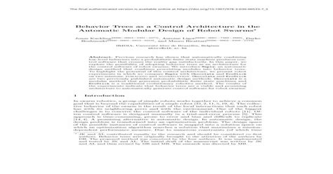 behavior trees as a control architecture in the automatic behavior trees are a control