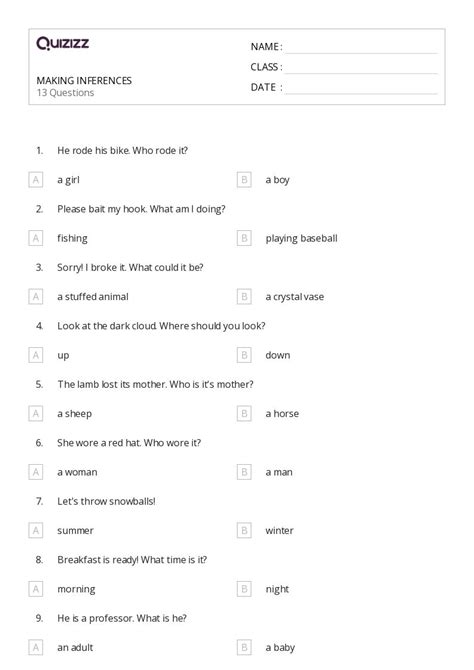 50 Making Inferences Worksheets For 3rd Grade On Quizizz Free