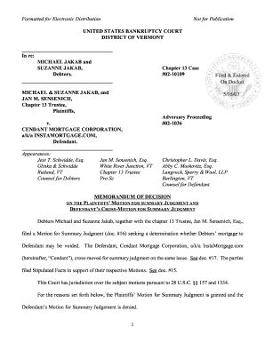 Fillable Online Vtb Uscourts MEMORANDUM OF DECISION ON THE PLAINTIFFS