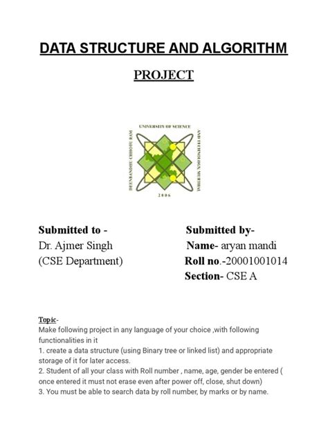 dsa project pdf computing information technology management