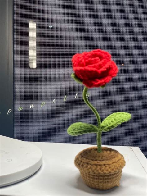 Ig Panpanpolly Red Rose Flower Flower Pots Red Roses Crochet
