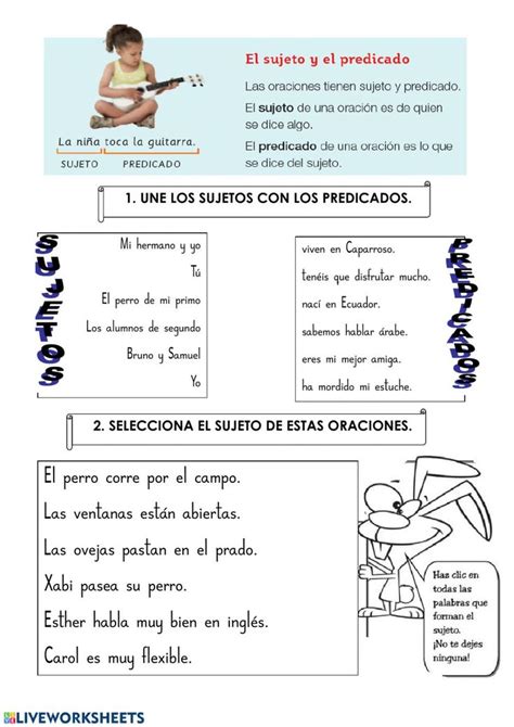 Ejercicio De Sujeto Y Predicado