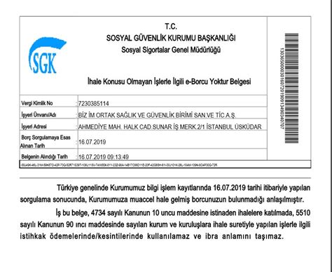 sgk borcu yoktur yazısı nasıl alınır kizil ocak