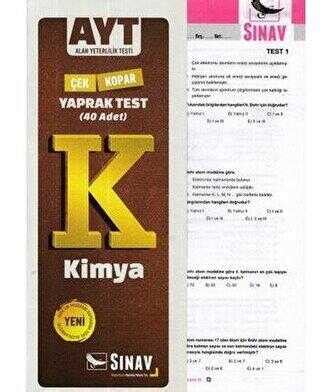 Sınav Yayınları AYT Kimya Çek Kopar Yaprak Test Bkmkitap