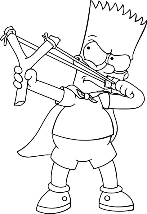 Desenho De Bart Simpson Brincando Estilingue Para Colorir