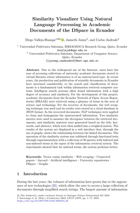 pdf similarity visualizer using natural language processing in academic documents of the