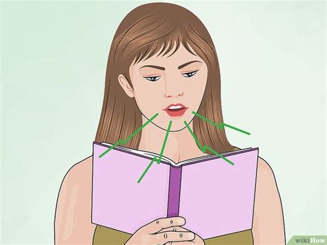 A Woman Reading A Book With Green Sticks Sticking Out Of Her Mouth