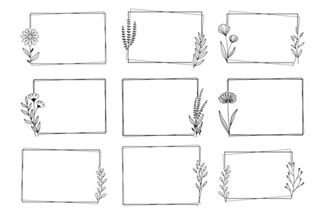 Conjunto De Vectores De Marco Floral Vector Premium