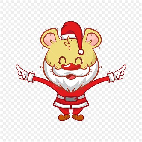 Bear Dressed As Santa Claus Christmas Merry Illustration PNG And