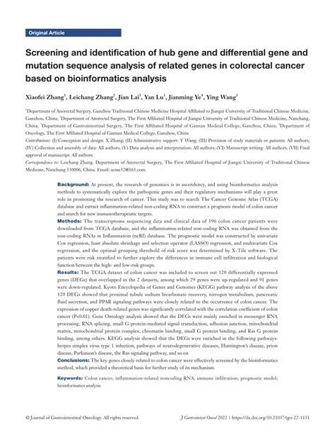 PDF Screening And Identification Of Hub Gene And Differential Gene