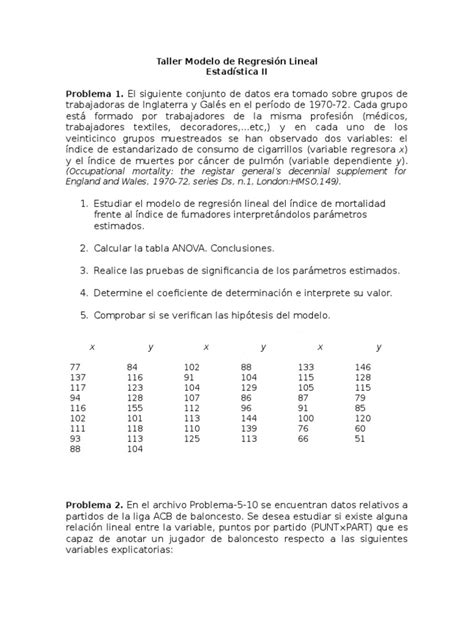 PDF Taller Modelo De Regresi N Lineal DOKUMEN TIPS