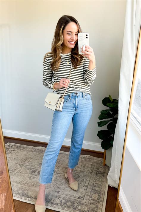 Olive Striped Tee Four Ways Pumps Push Ups Striped Tee Outfit