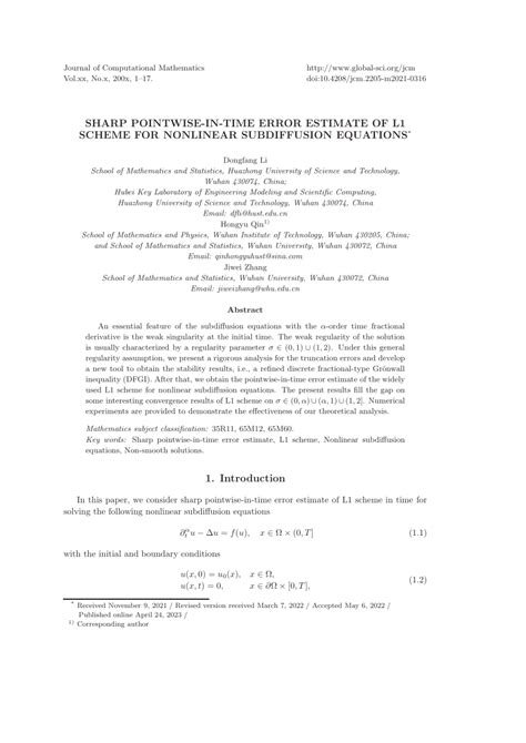 pdf sharp pointwise in time error estimate of l1 scheme for nonlinear subdiffusion equations