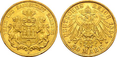 Kaiserreich Hamburg Mark Gold J Ss Vz Ma Shops