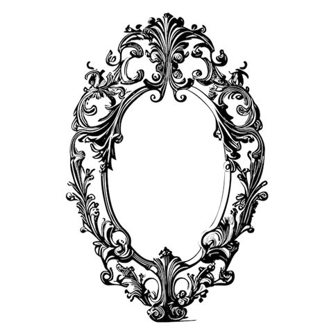 Premium Vector A Black And White Oval Frame With A Floral Design