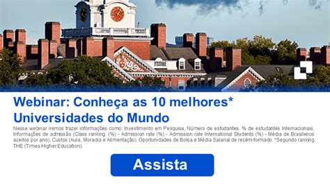 Webinar Conheça as 10 melhores Universidades do Mundo Daqui pra Fora