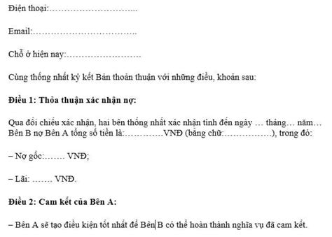 Mẫu biên bản xác nhận công nợ công ty