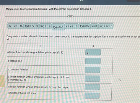 [solved] match each description from column i with the correct equation in course hero