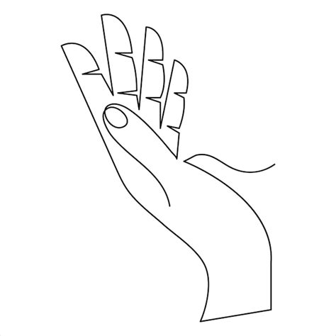 Mano abierta palma continuo dibujo de arte de línea única contorno