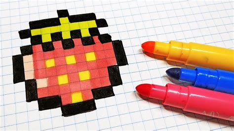 Pixel Art Hecho a mano Cómo dibujar una fresa Dibujos pixelados