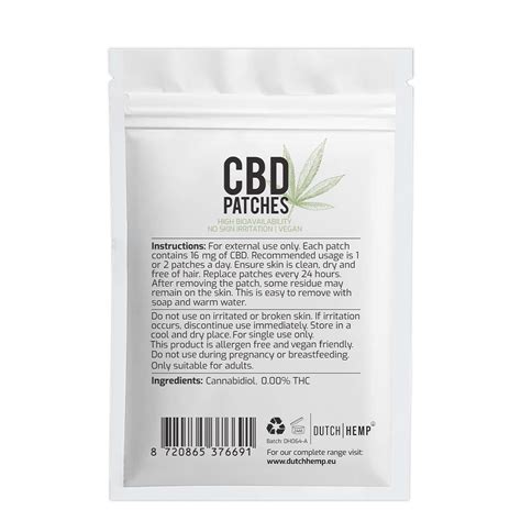 Dutch Hemp CBD Pleisters 16 Mg CBD Wietolie