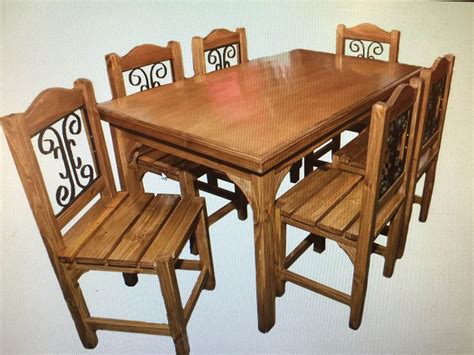 Juego Comedor Mesa Y Sillas En Madera Maciza Con Hierro