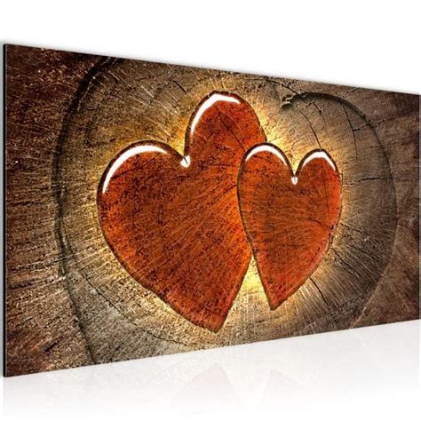 Runa art Tableau Décoration Murale Cœur Bois 100x40 cm 1 Panneau Deco